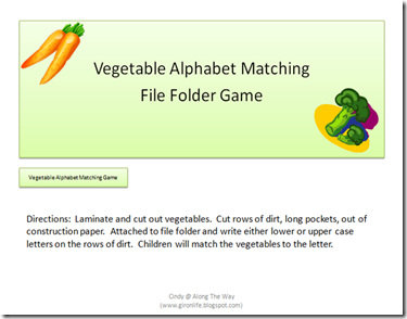 Along the Way: Vegetable Alphabet Game